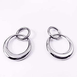 DEWGEM Dangle Gauges for Ears Large Hoops Dangle Ear Plugs Stainless Steel Weighted Ear Hangers for Tunnels Ear Weights Stretching Kits Dangle Gauges Ear Plugs for Women Size 6G(Silver)