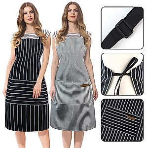 Taidven 2 Pack Apron - Unisex, Adjustable Bib Kitchen Apron, Cooking Apron, Aprons for Women with Pockets, Chef Aprons for Men