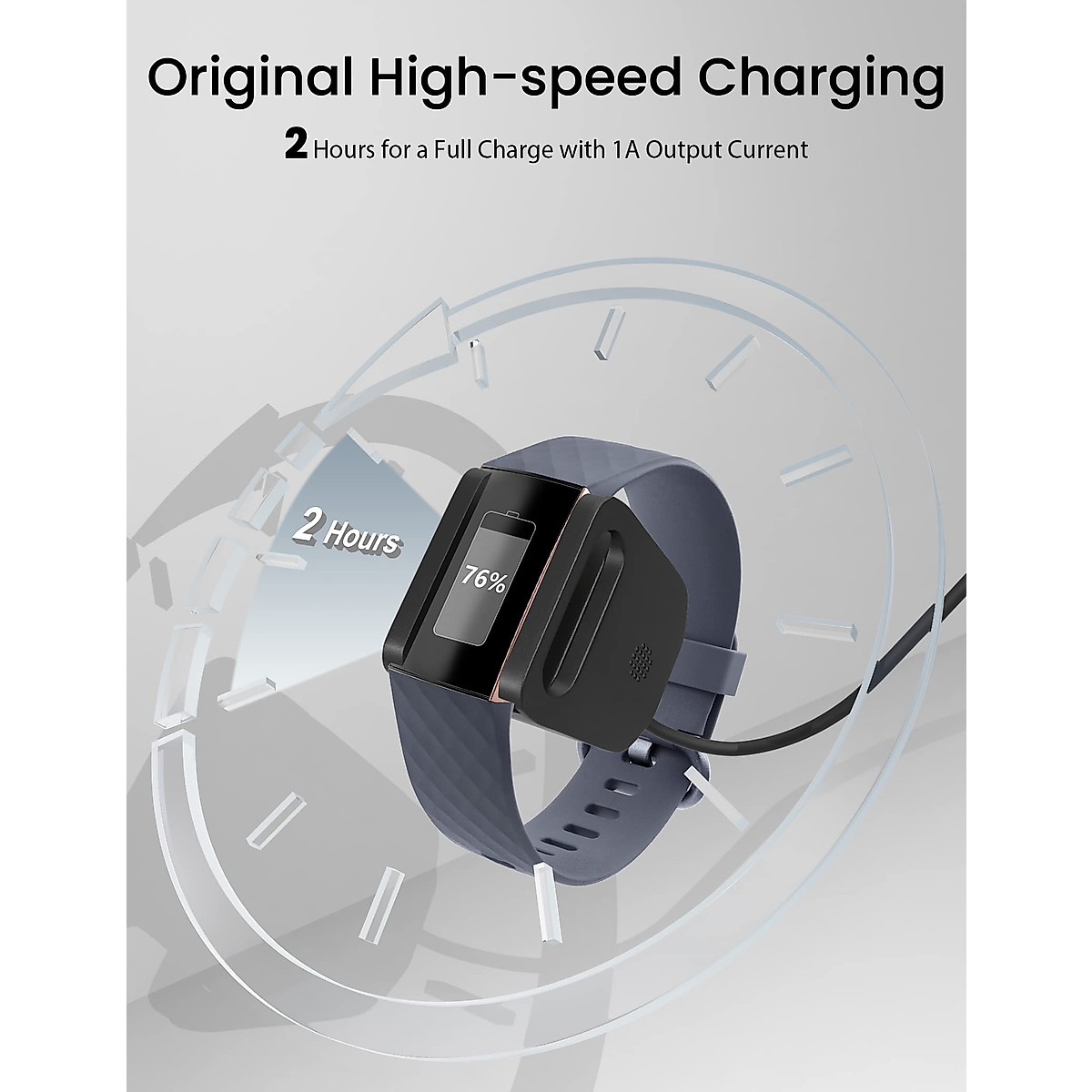 Sinoacc Charger for Fitbit Charge 3 Replacement USB Charging Cable Cord for Fitbit Charge 3 Fitness Activity Tracker 3.3Ft/1M