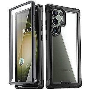 Poetic Guardian Samsung Galaxy S23 Ultra 5G 6.8" Case - 20 FT Drop Tested, Built-in Screen Protector, Rugged Shockproof, Black/Clear