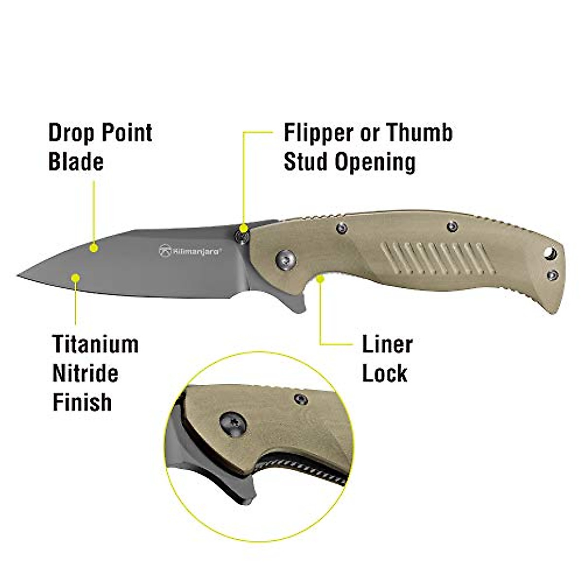 Kilimanjaro 910028 KJ910028 Fixed Blade,Hunting Knife,Outdoor,campingkitchen, One Size, Brown