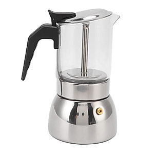 UBEF Glass Moka Pot Italian Heat Resistant Washable Healthy Coffee Pot (300ML)