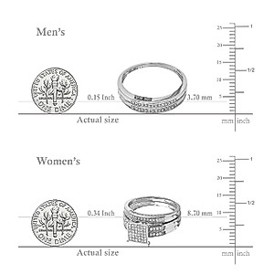 Dazzlingrock Collection 0.27 ctw Round White Diamond Square Head Trio Ring Set in 925 Sterling Silver, W-8 & M-8