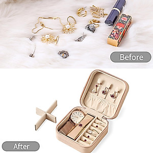 UJHAW Travel Jewelry Case, Jewelry Organizer Box, Jewelry Organizer Jewelry Travel Organizer Small Jewelry Organizer Ring Organizer Necklace Organizer Earring Organizer Box - Pink