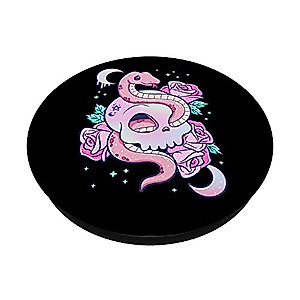 Kawaii Pastel Goth Cute Creepy Skull Serpent Snake Roses PopSockets Swappable PopGrip