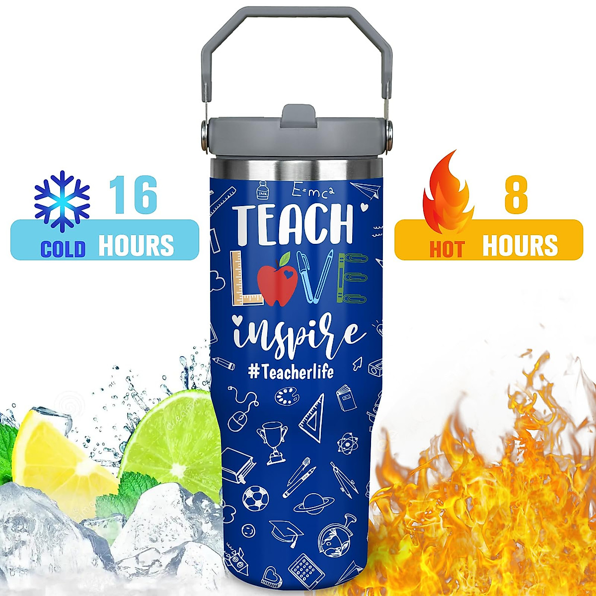 soeufnwhf Teacher Tumbler Cup, 30oz Stainless Steel Travel Coffee Mug Cup, Best Teachers Gifts for Women Appreciation Gifts for Birthday, Appreciation Week, Back To School