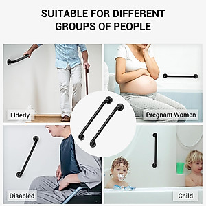 12 Inch Grab Bars for Bathtubs and Showers Black, Safety Shower Grab Bars for Seniors Elderly Handicapped, Handicap Grab Bars for Shower with Concealed Screws, Tesuchan