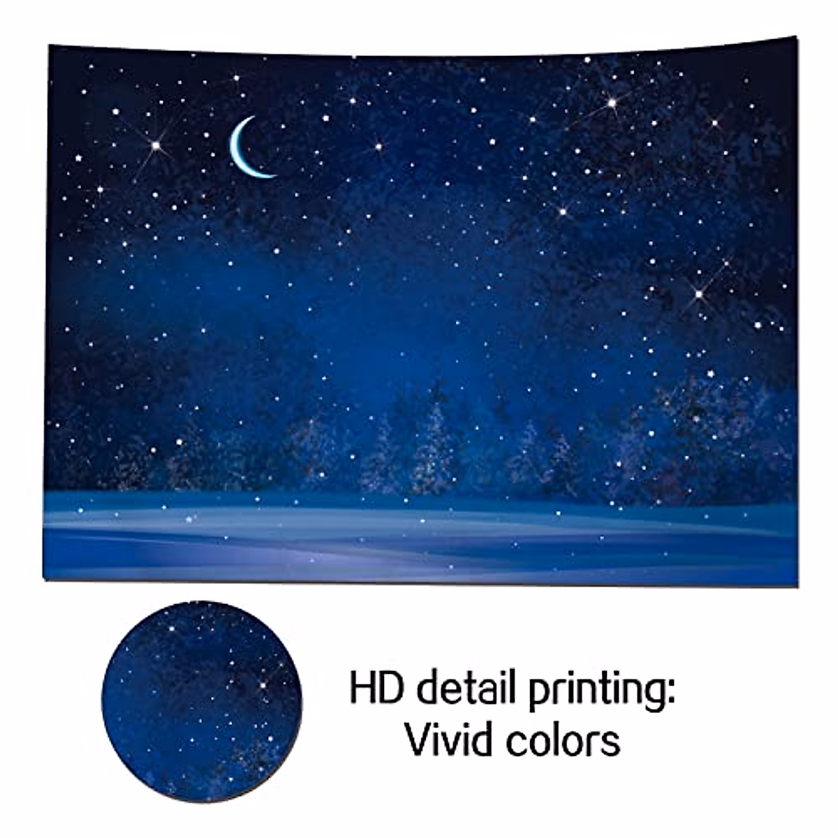 Night Sky Photography Background Winter Night Snowfall Snowflake Moon Blurry Fir Trees Pine Forest Photo Backdrop for Baby Shower Christmas Happy New Year Party Decoration Banner 7x5ft