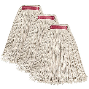 MATTHEW CLEANING 24oz 3Pack Cotton Floor Mop,Cotton Looped-Open String Heavy Duty String Mop Refills, Universal Headband Blend Mop,Mop Head Replacement for Home, Industrial and Commercial Use(White)