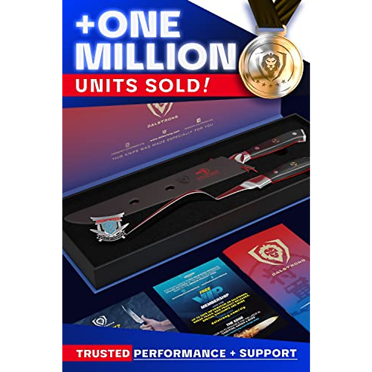 Dalstrong Shogun Series Damascus Japanese AUS-10V Super Steel Carving Kitchen Knife & Fork Set, 9 Inches, Sheath Included