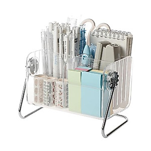 Yesesion Acrylic Remote Control Holder, Clear TV Remote Caddy for Bedside Table, Desk Storage Organizer with Removable Dividers for Marker Pen and Pencils, Home Office Supplies, Phone, Eyeglasses