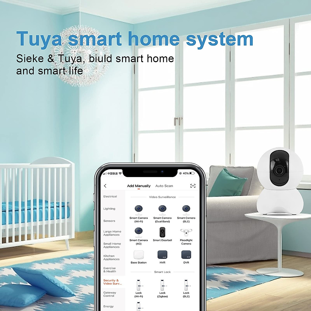 Sieke 1080P Smart Two-Way Audio Video Baby Monitor Camera Phone Access with Movement Sensor Night Version Infrared Camera Work with Amazon Alexa Echo and App for Baby, Pets, Elderly