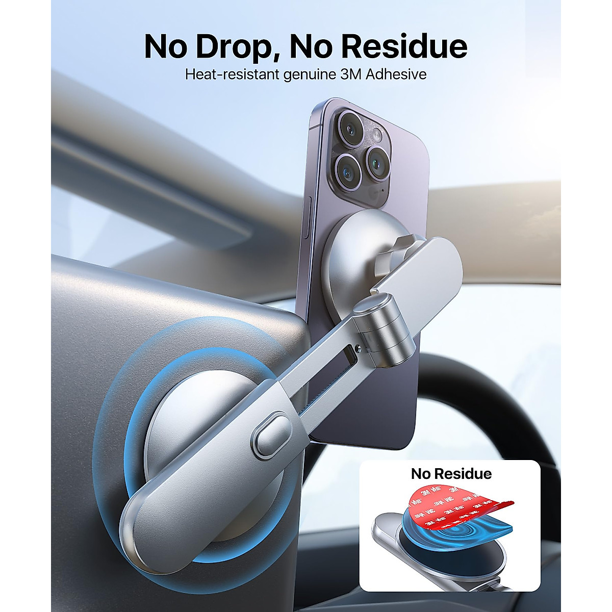 andobil Tesla Phone Mount for Model 3 Model Y [Powerful Magnet, No Residue Adhesive] Stable Tesla Magsafe Phone Holder, Tesla Model 3 Accessories, Tesla Model Y Accessories 2024, Fits for iPhone & All