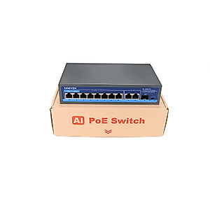 8 Port Ethernet Unmanaged POE+ Switch, 2 Uplink Gigabit Ports, 1*1.25G SFP Port , 120W 802.3af/at ,Unmanaged Plug and Play, Desktop or Wall-Mounted Smart Ethernet Switch