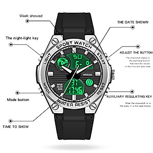 findtime Black Watches for Women Digital 5Bar Waterproof Sports LED Backlight Wrist Watch Colorful Strap Analog Alarm