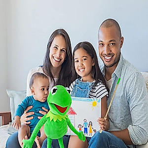 Kermit Frog Puppet with Detachable Control Wooden Rod, The Puppet Movie Show Soft Stuffed Plush Toy