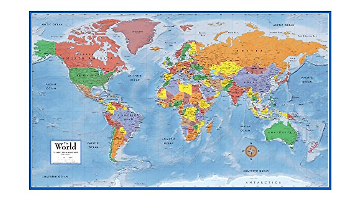 24x36 World Classic Wall Map Poster | Detailed & Elegant Map
