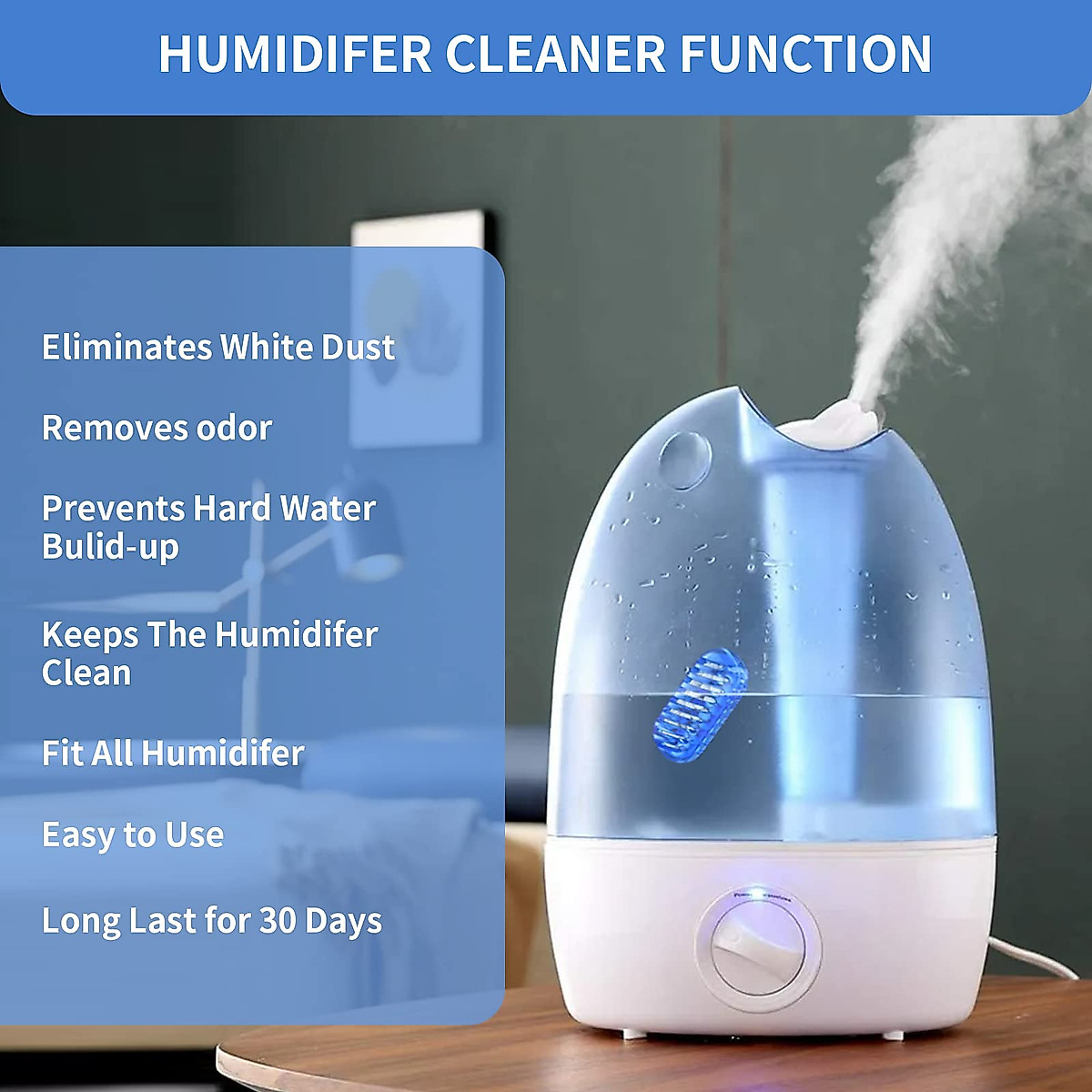 GoKBNY 20-Pack Humidifier Cleaner Filters Demineralization Cleaning Ball Cartridge For Almost Humidifiers/Water Tanks, Prevents Hard Water Build-Up，Eliminates White Dust and Odor, Purifies Water