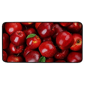 Welcome Mat Apple Red Fruits Indoor Doormats Summer Fruit Kitchen Rug Mat Non Slip Floor Mat Anti Fatigue Standing Mat Runner Rug Washable for Kitchen Bathroom Decoration 30x18 Inch