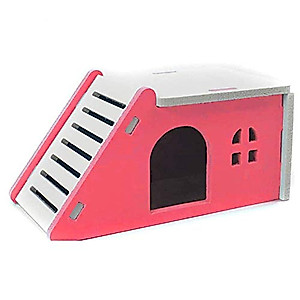 zswell Hamster House Wood Bridge Climb Kit Exercise Wheel Jogging Running Silent Spinner Flying Saucer Pet Toys for Rat Gerbil Guinea Pig Chipmunk Mouse Small Animals