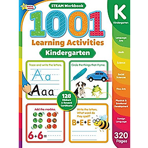 1001 STEAM Kindergarten Activity Workbook: Practice Sight Words, Phonics, Numbers, Math, Art, and More | Reading and Writing Skills - 320 Pages (Ages 4 and Up) (1001 Activity Books)