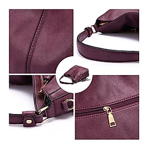 Handbags for Women Large Designer Ladies Hobo bag Bucket Purse Faux Leather (Wine)
