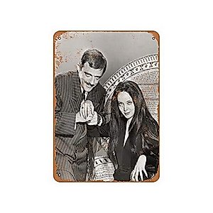 8 x 12 Inches Metal Sign Vintage Gomez and Morticia Addams Portrait Pub Home Vintage Garden Dinning Room Shop Vintage Plaque