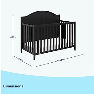 Graco Wilfred 5-in-1 Convertible Crib (Black) – GREENGUARD Gold Certified, Converts to Toddler Bed and Full-Size Bed, Fits Standard Full-Size Crib Mattress, Adjustable Mattress Support Base