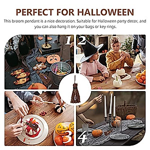 NOLITOY 5 Pcs Broom Pendant Halloween Party Decor Mini Straw Broom Broomstick Ornament Crystal Broom Ornament Witches Accessories Mini Branch Broom Dollhouse Broom Iron Cake Craft Supplies