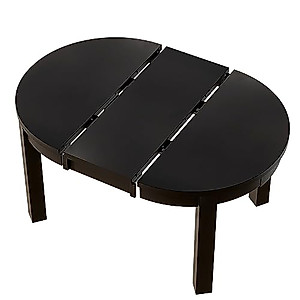 MengK Farmhouse 5-Piece Extendable Round Dining Table Set with Storage Drawers and 4 Dining Chairs,16" Removable Leaf, Espresso