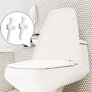 BUWUSMU Replacement Toilet Seat Screws, Kit with Plastic Hinge Bolt Screws, Nuts, and Washers for Top Toilet Seat Repair (White, 4 Pieces)