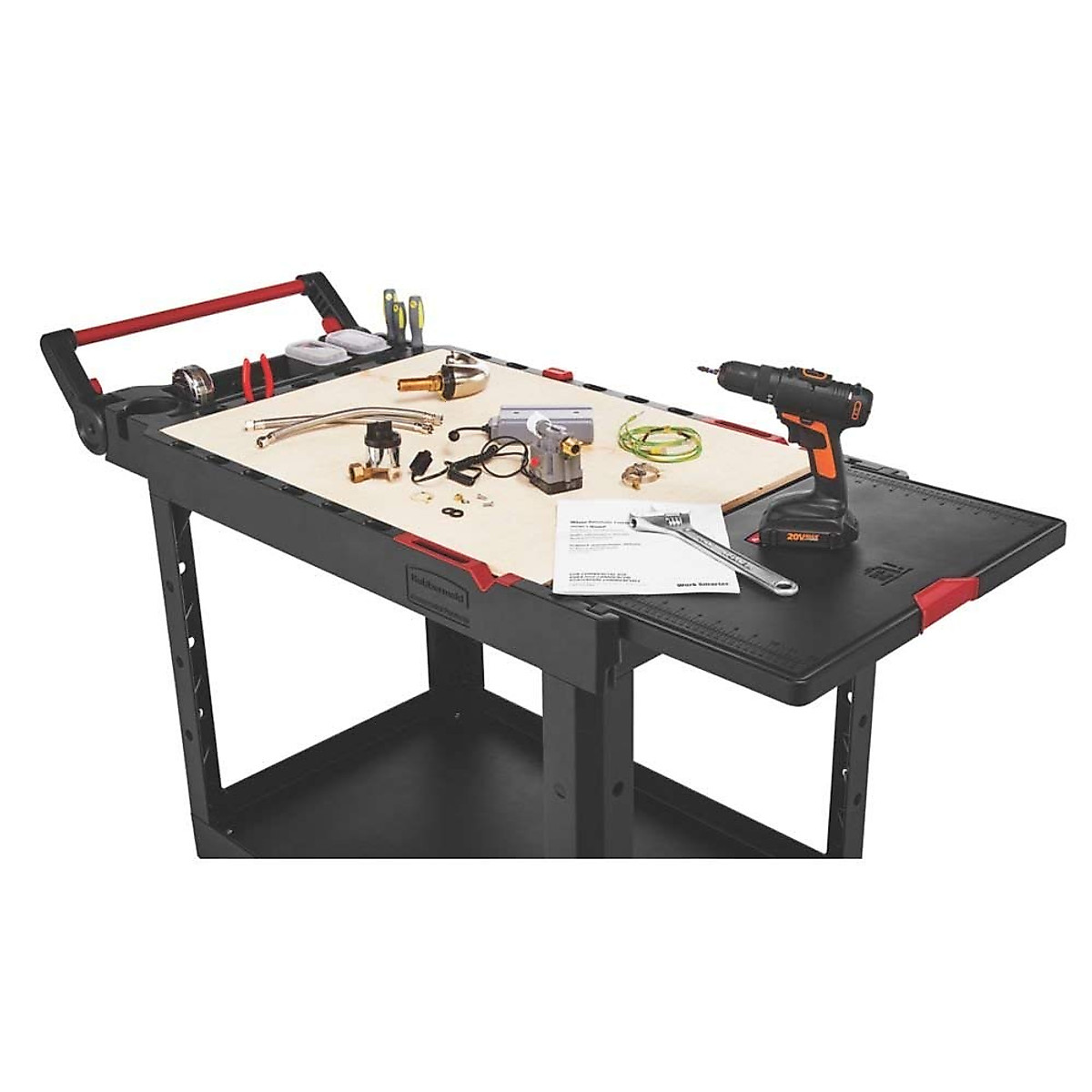 Rubbermaid Commercial Products Heavy Duty Adaptable Utility/Service Cart, Medium, 500 lb. Capacity, Black, for Warehouse/Garage/Cleaning/Maintenance