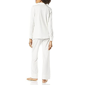 Amazon Essentials Women's Cotton Modal Long-Sleeve Shirt and Full-Length Bottom Pajama Set, White, X-Large