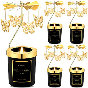 Conelist 4 Pack Christmas Butterfly Candle Gift for Women Hummingbird Rose Moon Cat Lavender Rose Scent Spinning Candle Rotatable Candle for Mother Day Gift(Butterfly)