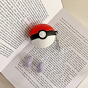 Compatible with Samsung Galaxy Buds2 pro(2022)/Galaxy Buds Live(2020)/Galaxy Buds pro(2021)/Galaxy Buds 2 (2022) Charging Box,Cute 3D Cartoon Poke Ball Earphone case,Soft Silicone Case with Hook
