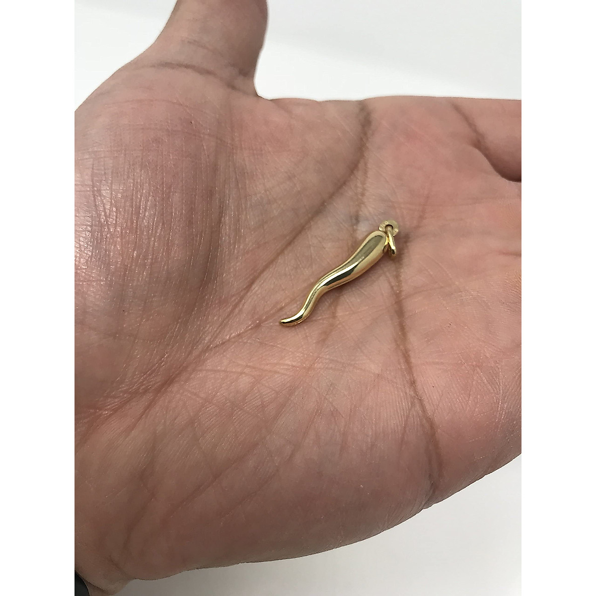 Ioka - 14K Yellow Gold Cornicello Italian Horn 30MM Charm Medium Size Good Luck Pendant For Necklace or Chain