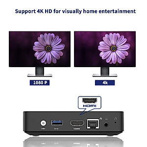 KODLIX Mini PC, Celeron N3350 Dual-Core Processor, 4GB LPDDR4 64GB eMMC, Fanless Mini Desktop Computer Support 4K HD/HDMI+VGA Port/Dual WiFi/Gigabit Ethernet/BT 4.2