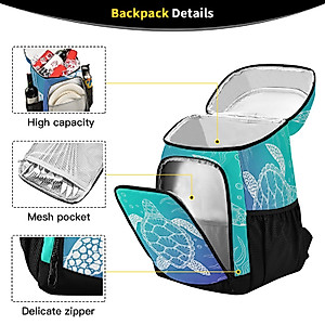 ALAZA Underwater Sea Turtle Seaweed Print Lunch Bag For Women Men,Reusable Portable Insulated Cooler Backpack With Adjustable Strap,Leak Proof Durable Lunch Box Backpack For Work Travel Beach Camping