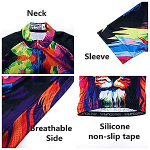 3D Lion Animal Men's Cycling Jersey Bike Shirt Quick-Dry Reflective,3-Pockets,S-3XL