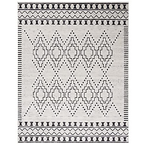 SAFAVIEH Tulum Collection 8' x 10' Black/Ivory TUL646Z Moroccan Boho Tribal Non-Shedding Living Room Dining Bedroom Area Rug