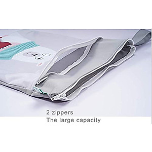 Waterproof wet bag, reusable dry and wet bag for waterproof cloth diapers, two zippered pockets, travel beach swimming pool, dirty baby supplies, yoga gym bag, swimsuit or wet clothes(L042)