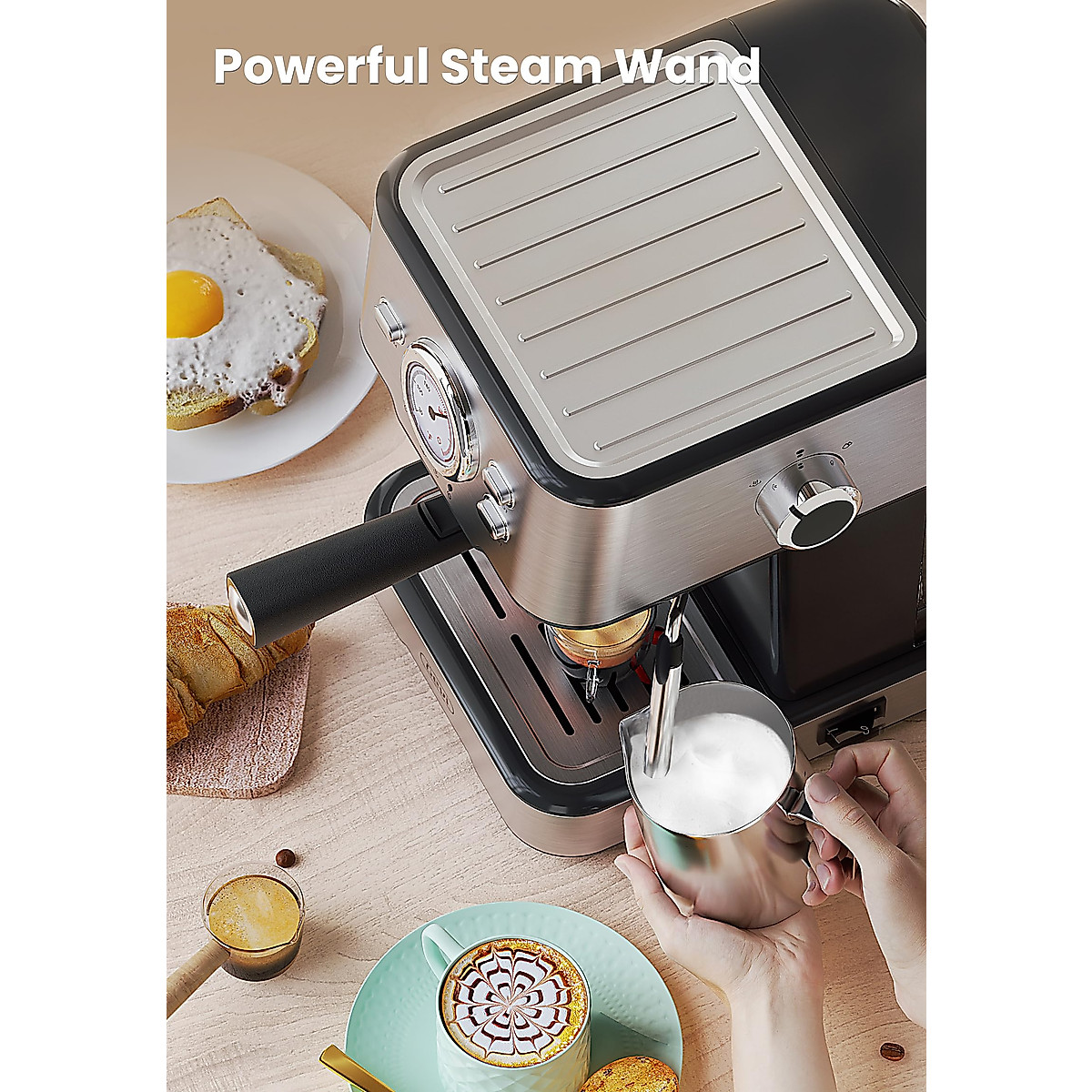 Gevi Espresso Machine High Pressure,compact espresso machines with Milk Frother Steam Wand,Professional Coffee，Cappuccino,Espresso,Latte,Macchiato Maker for home,espresso maker