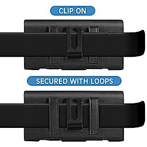 Mopaclle Phone Holster for Galaxy Note 20 Ultra/ S23 Ultra / S21+/ A13/ A14/ A03/ A04s/ A42/ A21/A52 /A53/A73/ iPhone 13 Pro Max/ 15 Plus/Moto G Stylus, Nylon Belt Clip/Loops Phone Pouch Card Holder