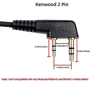 Retevis 2 Way Radio Earpiece with Mic 2 Pin D-Type Walkie Talkie Earpiece Compatible with Baofeng 888S UV-5R UV-82 H-777 RT21 RT22 Two Way Radios (1 Pack)