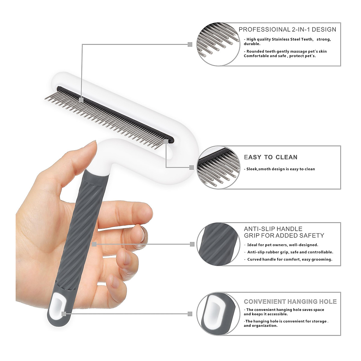 ﻿TailGurus Flea Comb For Cats & Dogs-Premium Flea Comb for Cats & Dogs-Cat Brush for Shedding & Dog Brush for Long Haired Dogs - Ideal for Indoor Cats & Shedding Dogs - Water-Resistant Design(TG2038)