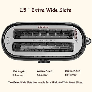 Toaster 4 Slice,KOTIAN Retro Long Slot Toasters with Countdown Timer,Stainless Steel Toaster,Bagel,Defrost,Reheat,Cancel Functions,Extra Wide Slots,6 Toast Settings,Removable Crumbs Tray,Matte black