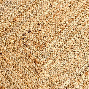 KLAVATE Scalloped Natural Jute Natural Color Reversible Braided Woven Rigo Area Rug, 2x3
