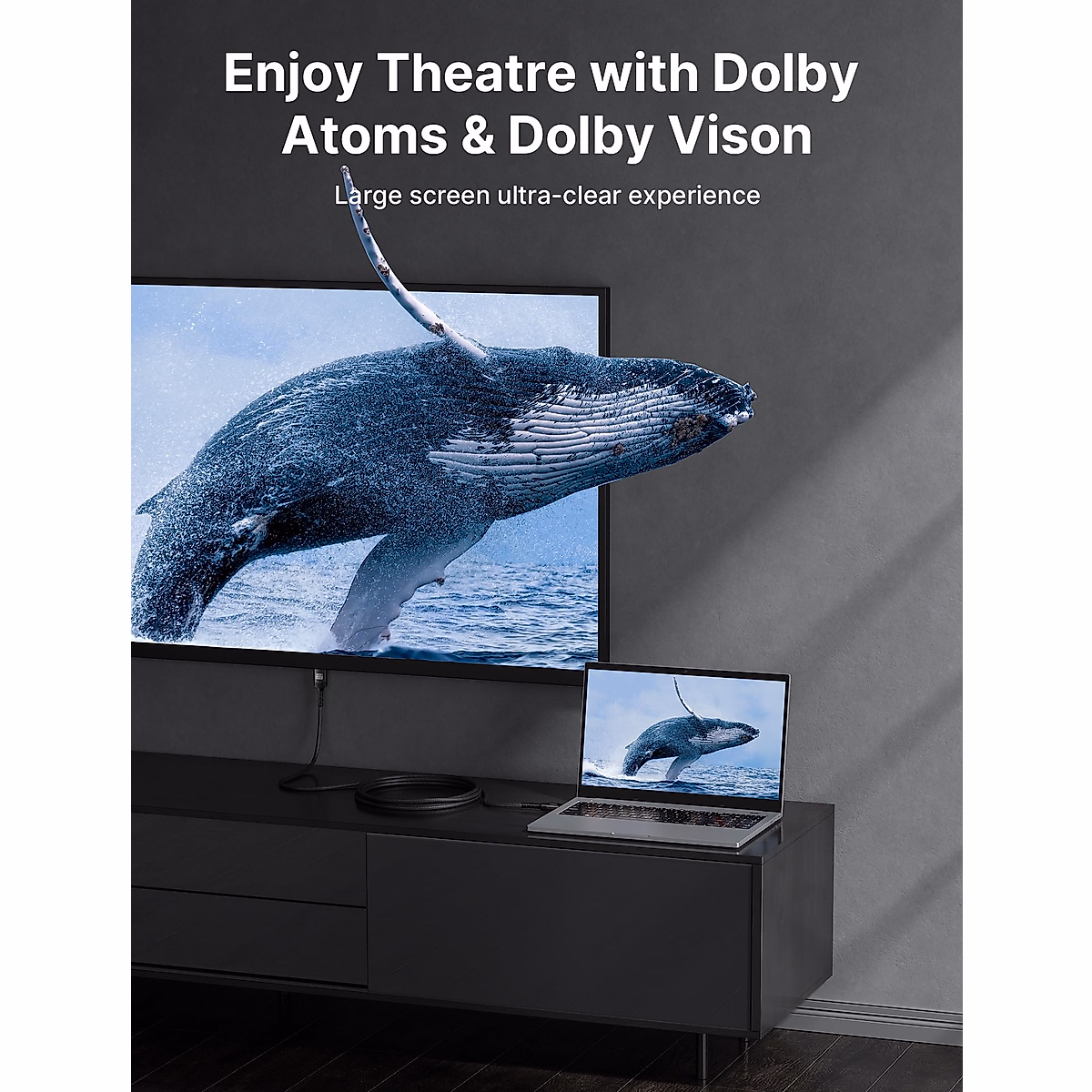 JSAUX HDMI 2.1 Cables 8K 6FT 2-Pack 48Gbps 8K & 4K Ultra High Speed Cords(8K@60Hz 7680x4320, 4K@120Hz) eARC HDR10 HDCP 2.2 & 2.3 3D, Compatible for PS5/PS4/X-Box/Roku TV/HDTV/Blu-ray/LG/Samsung QLED