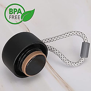 Stainless Steel Vacuum Insulated Water Bottle, Hydro Insulated Thermal Flask, Thermos Coffee Travel Mug, Double Walled Metal Tumbler, Keeps Cold And Hot, Leak-proof Lid with Carrying Loop, Black, 13oz