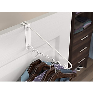 ClosetMaid Hanging Bar Valet Rod for Wall or Door Mount Installation, Hardware Included, Folding Design, Durable Steel, White, 11.75